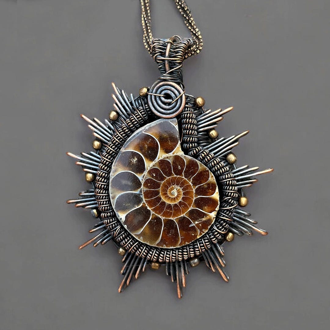 Handmade Copper Wire Wrapped Ammonite Fossil Pendant - Etsy