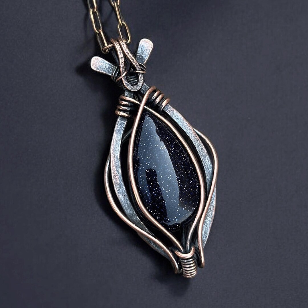 Sunstone Copper Pendant: Wire Wrapped Gemstone Jewelry - Etsy