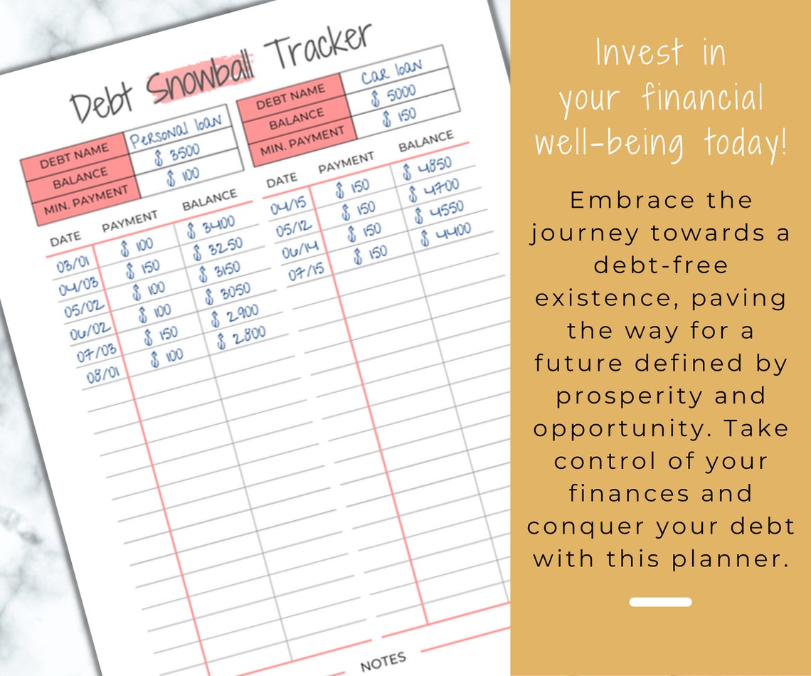 Debt Tracker Printable, Debt Snowball, Budget Tracker, Money Planner ...