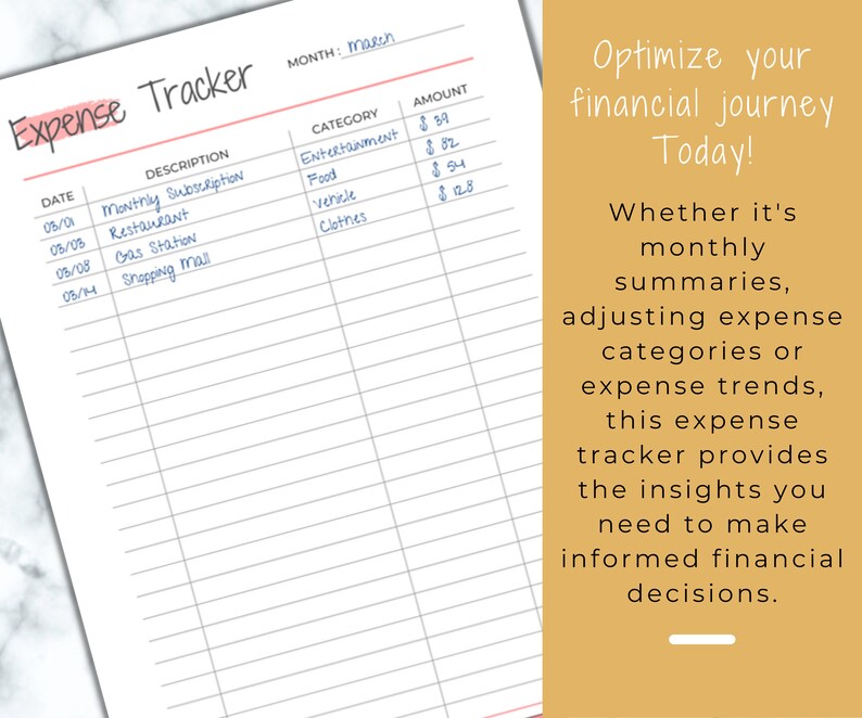 Expense Tracker Printable, Spending Tracker, Budget Template, Financial ...