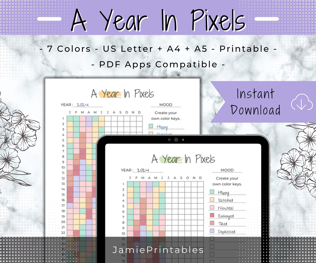 2025 Yearly Mood Tracker Printable Minimalist Planner Inserts, A Year ...