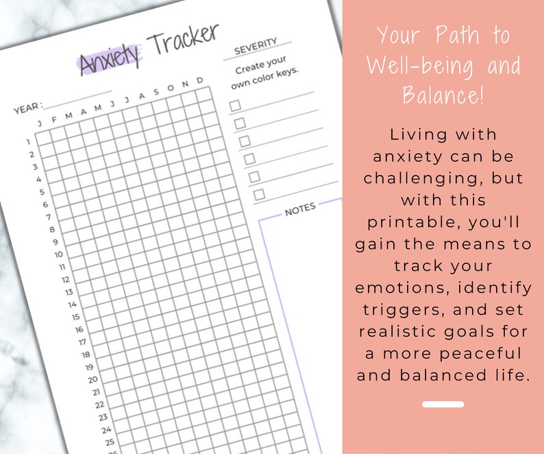 Anxiety Tracker Printable, Minimalist Planner Inserts, Anxiety Journal ...