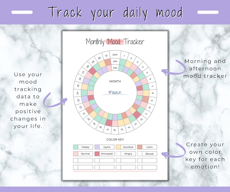 Monthly Mood Tracker Printable, Minimalist Planner Inserts, Monthly ...