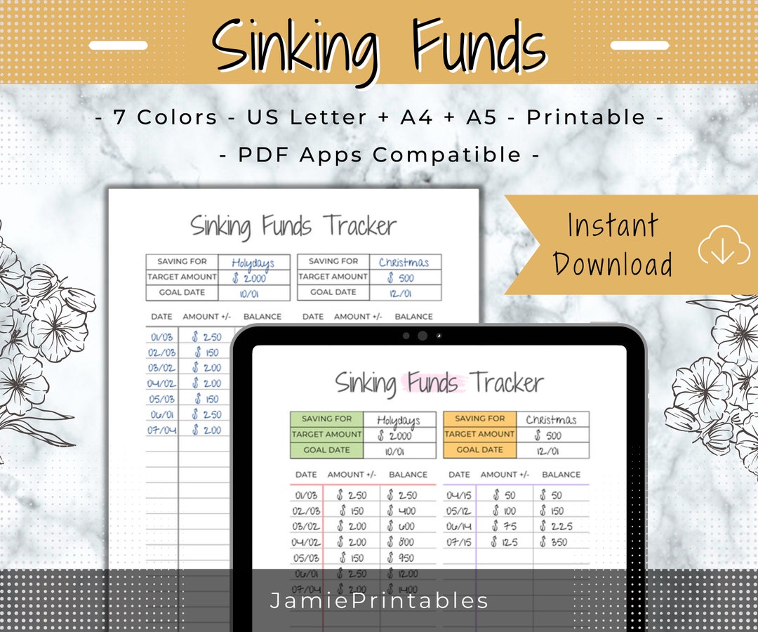 Sinking Funds Tracker Printable, Savings Tracker, Savings Challenge ...
