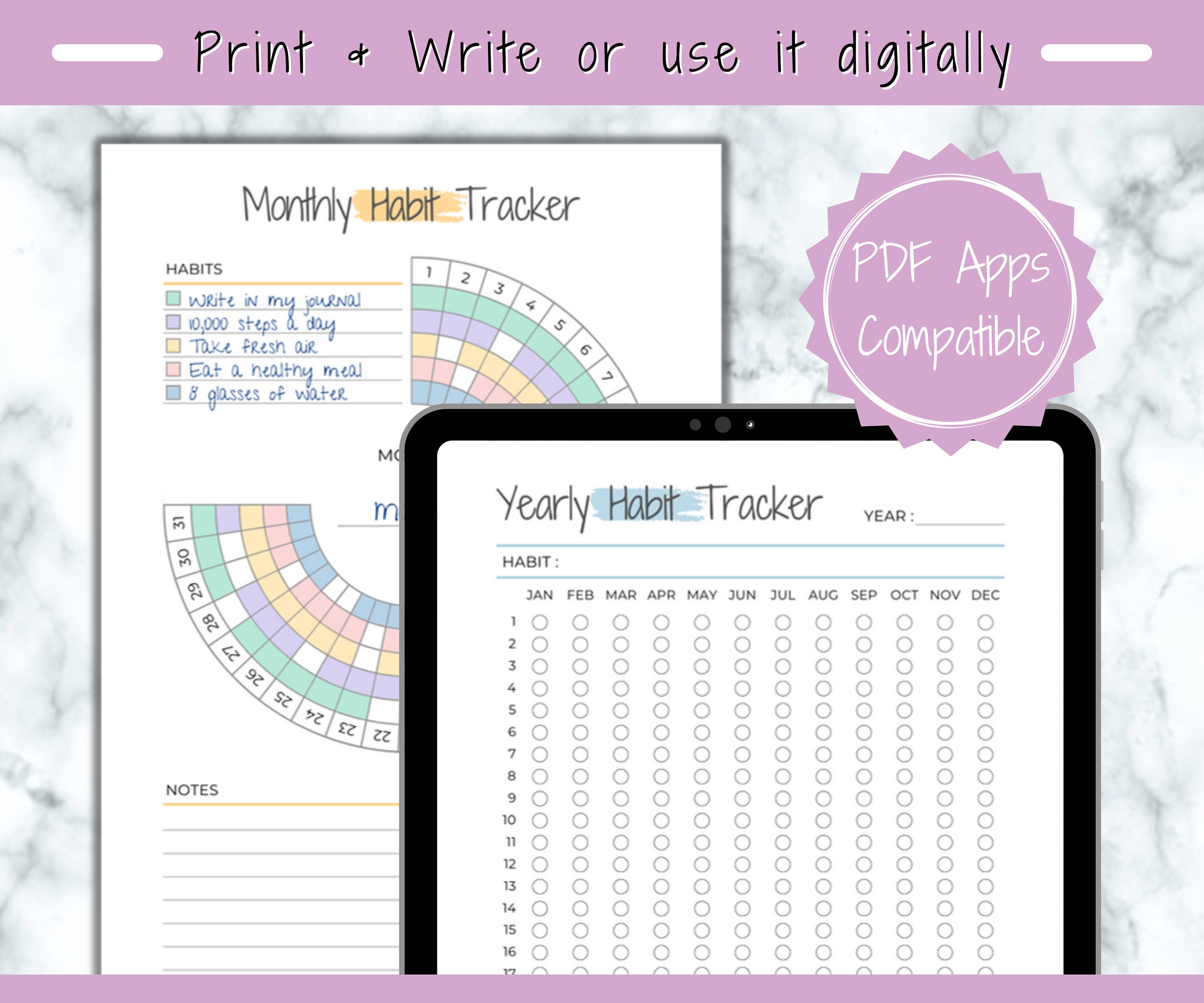 Habit Tracker BUNDLE Printable Minimalist Planner Inserts - Etsy