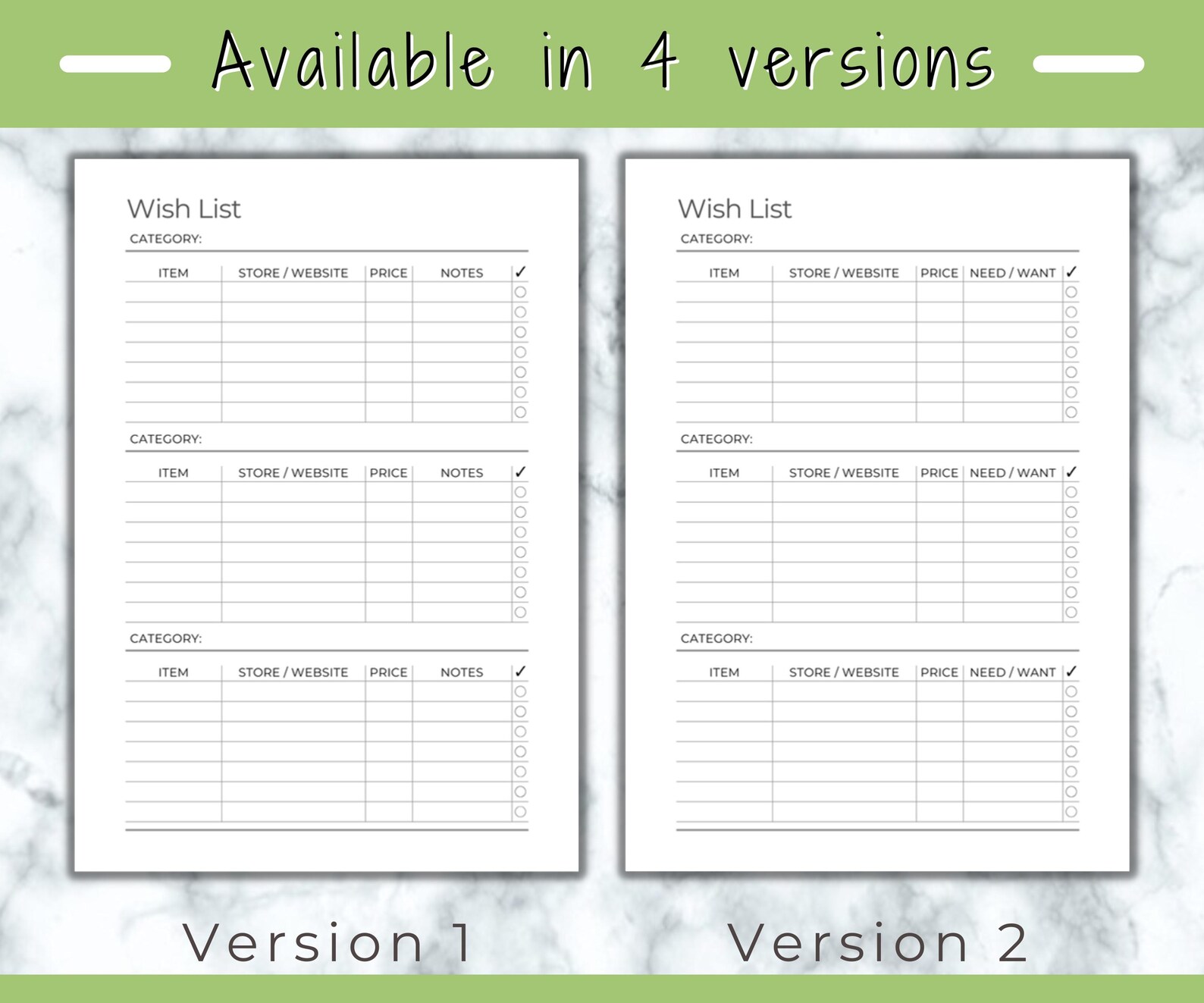 Wish List Printable Wish List Template, Shopping Wish List Tracker ...