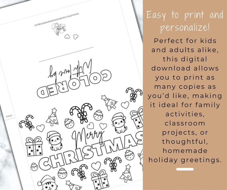 Printable Christmas Card to Color DIY Holiday 5X7 Card for Kids ...