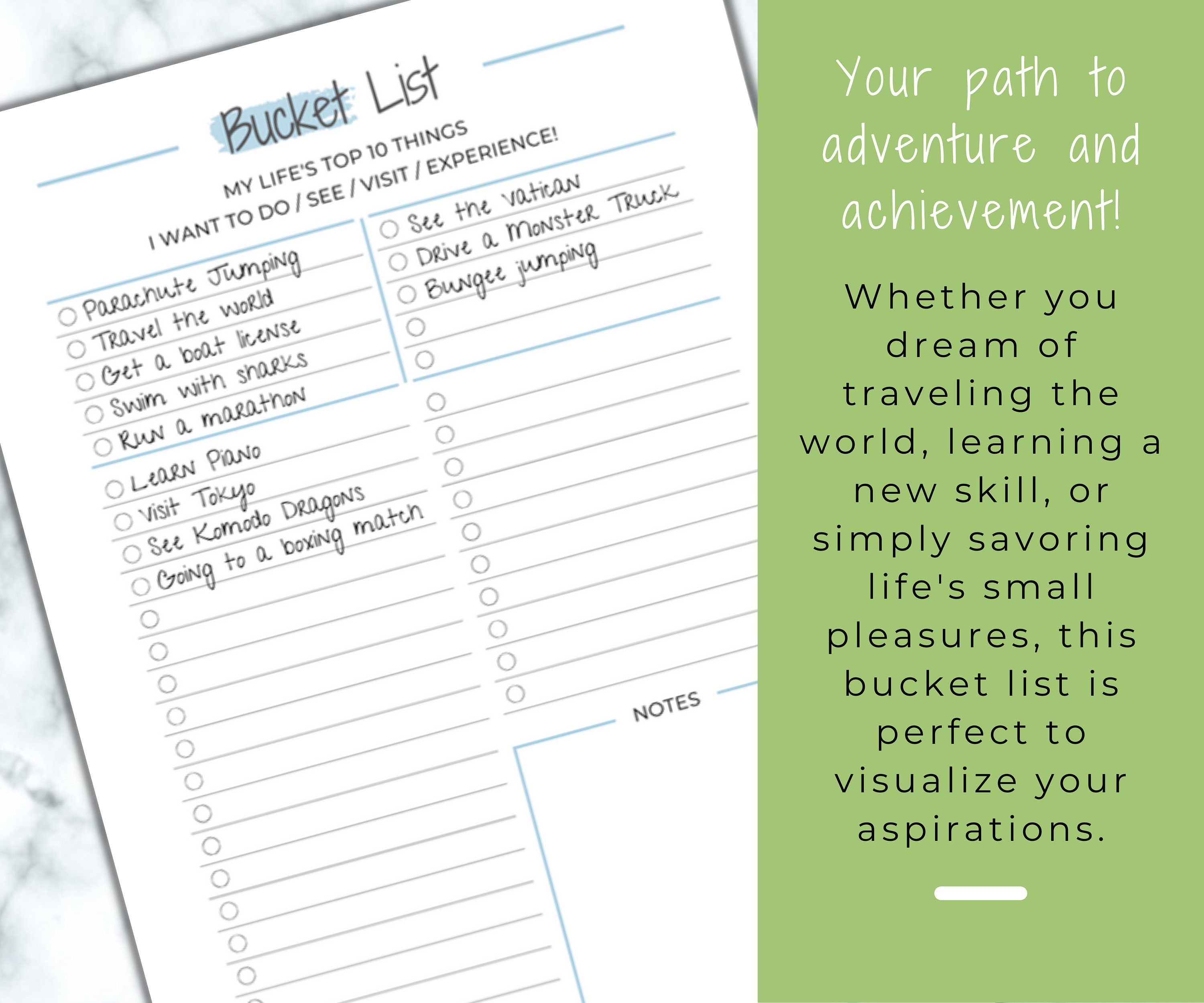 Bucket List Printable Minimalist Planner Inserts, Bucket List Planner ...