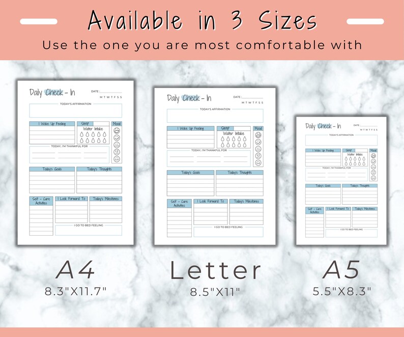 Daily Check in Journal Printable Rainbow Template, Wellness Journal ...