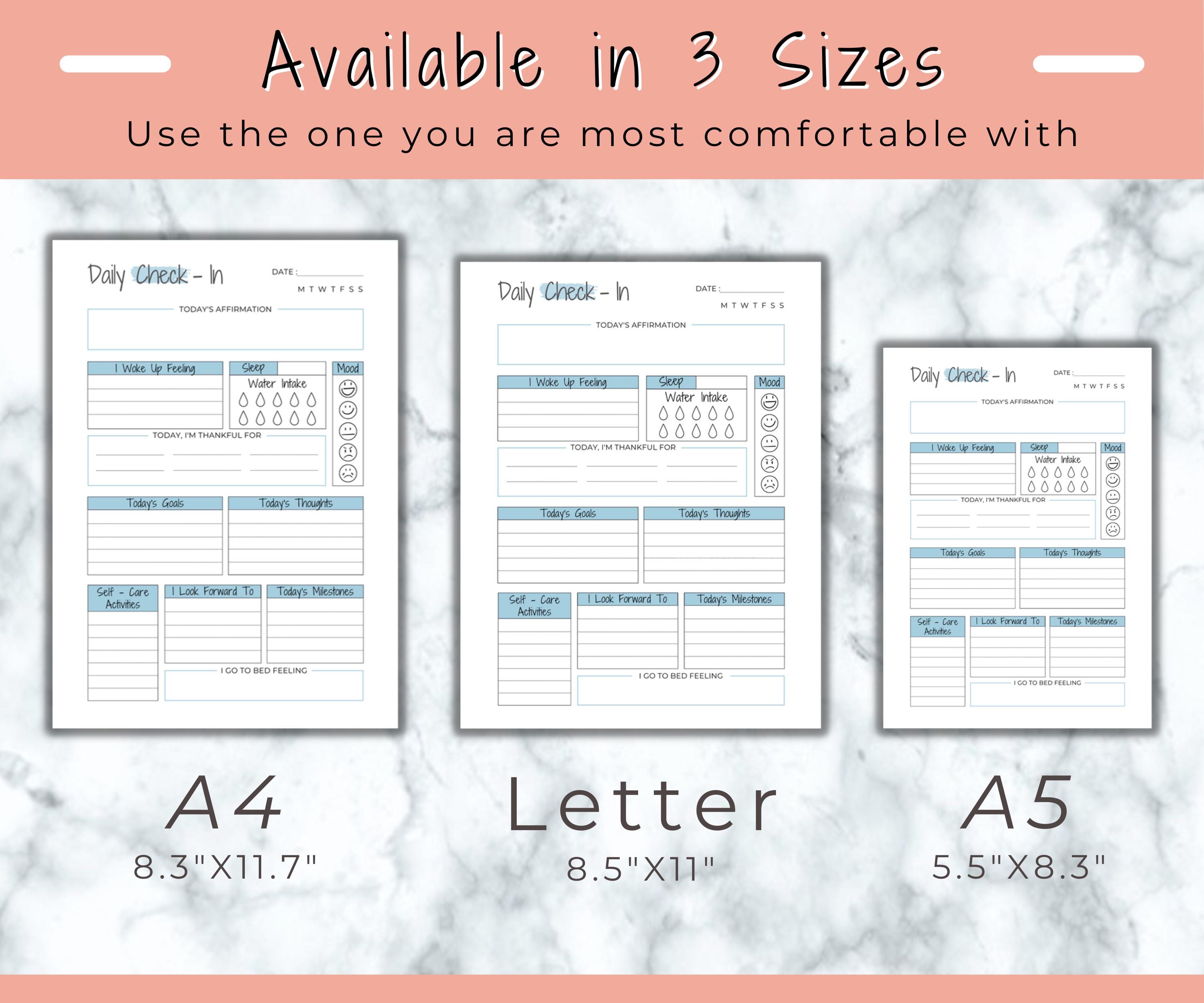 Daily Check in Journal Printable Rainbow Template, Wellness Journal ...
