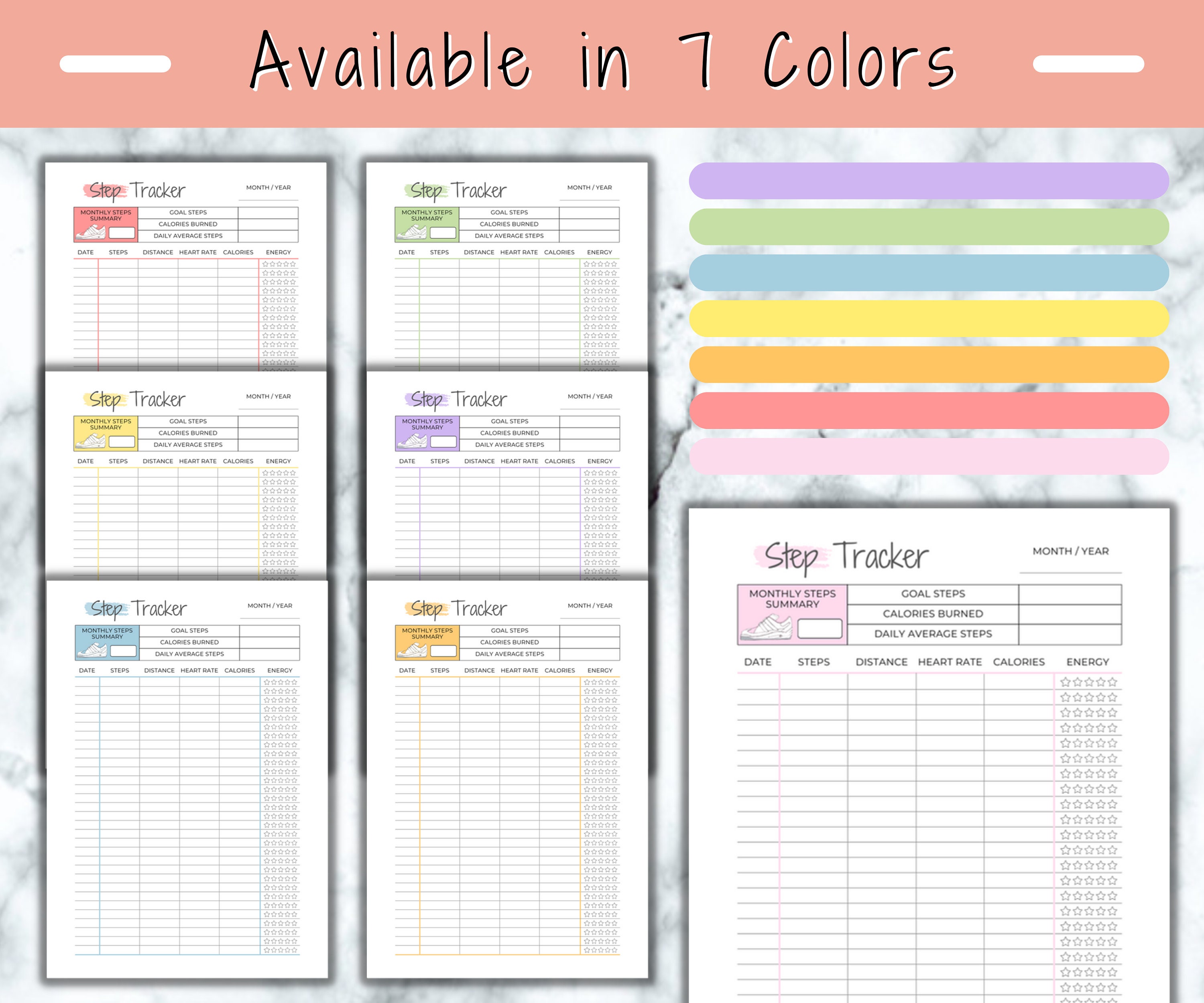 Step Tracker Printable, Minimalist Planner Inserts, Fitness Journal ...