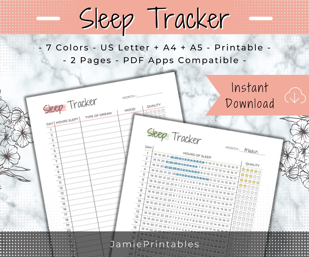 Sleep Tracker Printable Template Sleep Journal Planner - Etsy