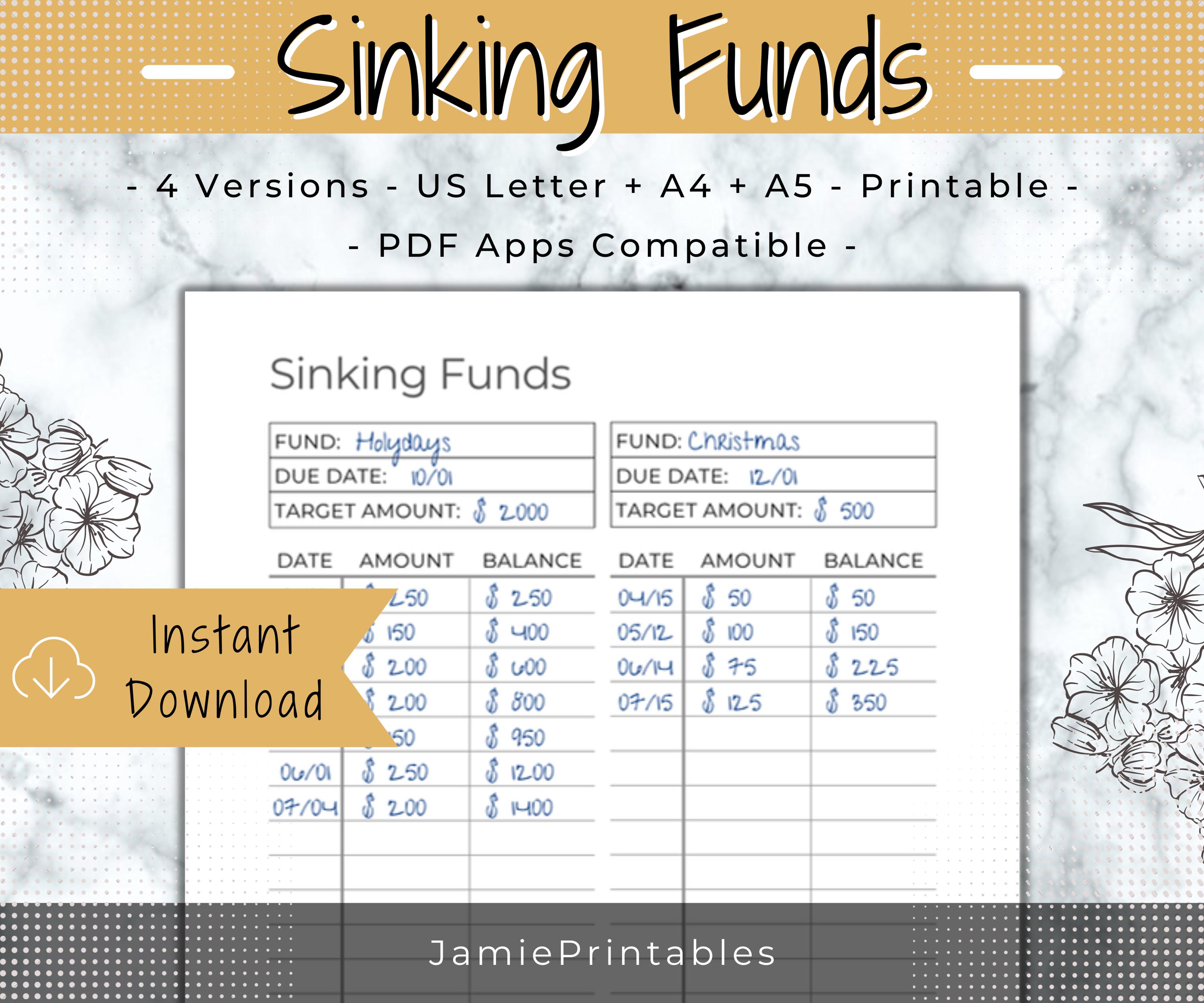 Sinking Funds Tracker Printable Personal Budget Template, Financial ...