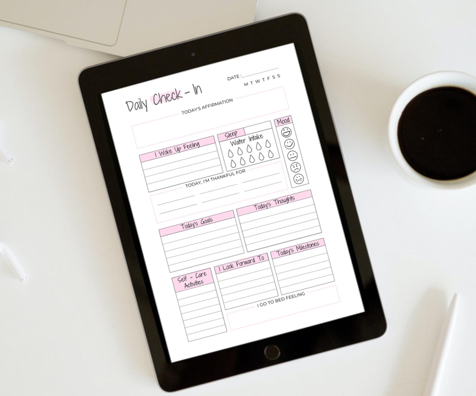 Daily Check in Journal Printable Rainbow Template, Wellness Journal ...