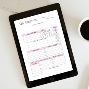 Daily Check in Journal Printable Rainbow Template, Wellness Journal ...