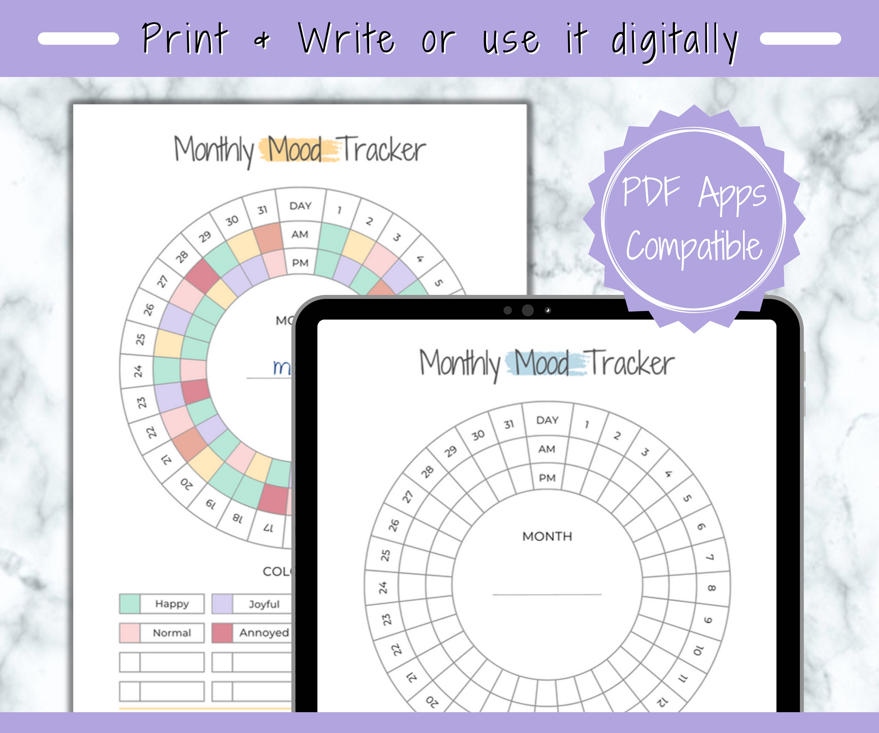 Monthly Mood Tracker Printable, Minimalist Planner Inserts, Monthly ...