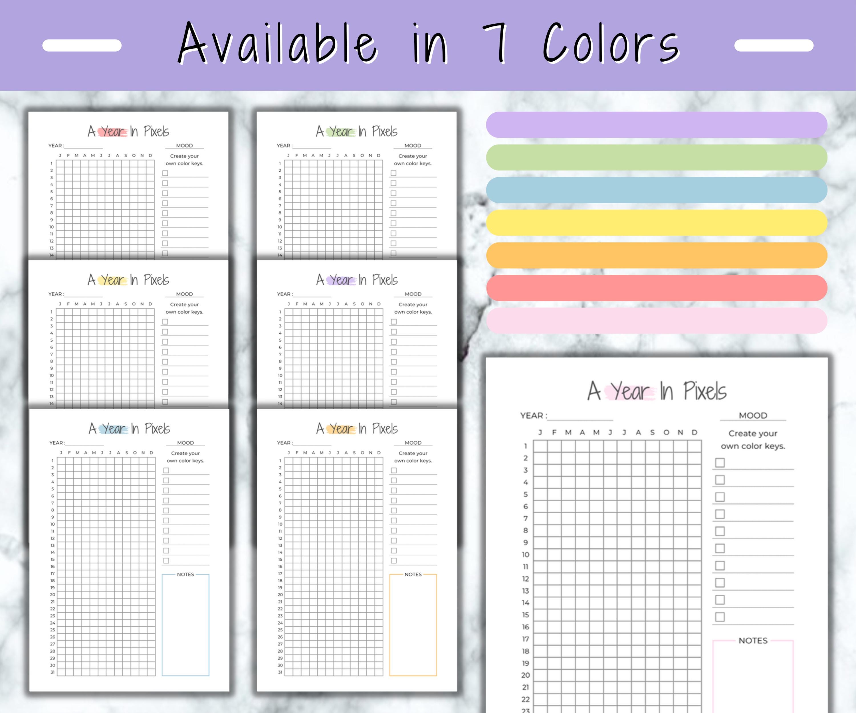 2025 Yearly Mood Tracker Printable Minimalist Planner Inserts, A Year ...