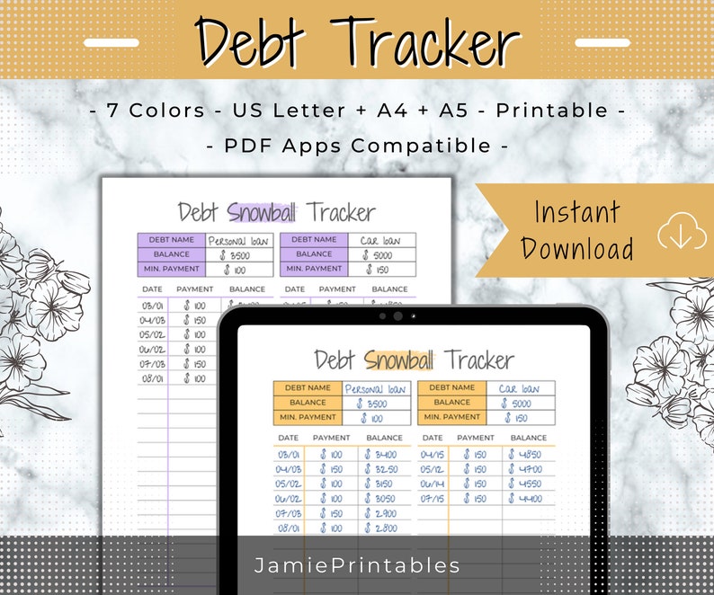 Debt Tracker Printable, Debt Snowball, Budget Tracker, Money Planner ...