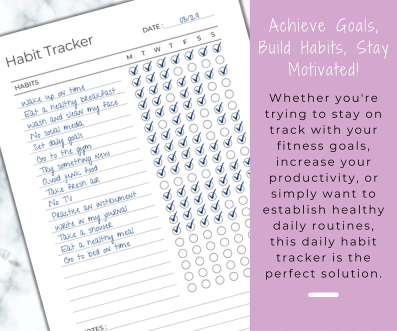 Habit Tracker Daily to Do List Template Printable, Daily Routine ...