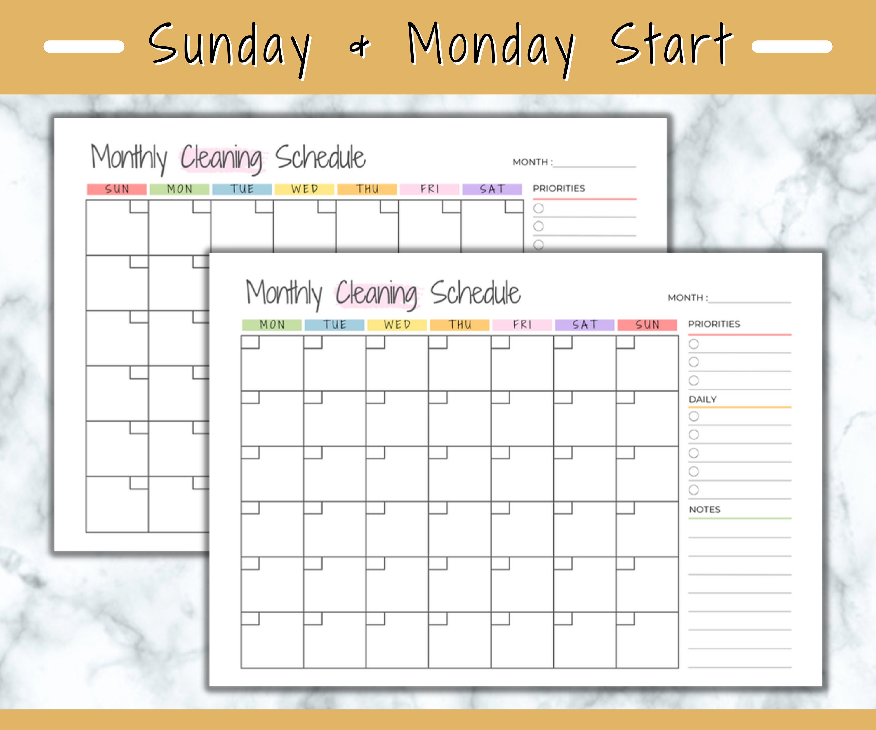 Monthly Cleaning Planner Landscape, Monthly Cleaning Schedule Printable ...