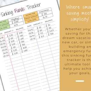 Sinking Funds Tracker Printable, Savings Tracker, Savings Challenge ...
