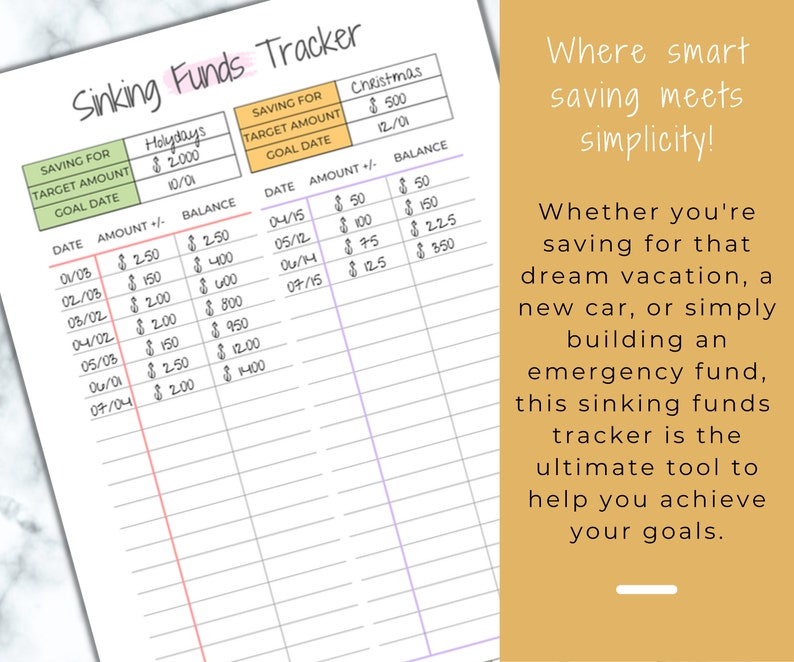 Sinking Funds Tracker Printable, Savings Tracker, Savings Challenge ...