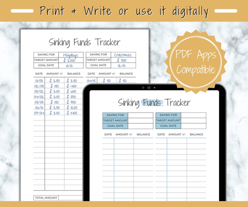 Sinking Funds Tracker Printable, Savings Tracker, Savings Challenge ...