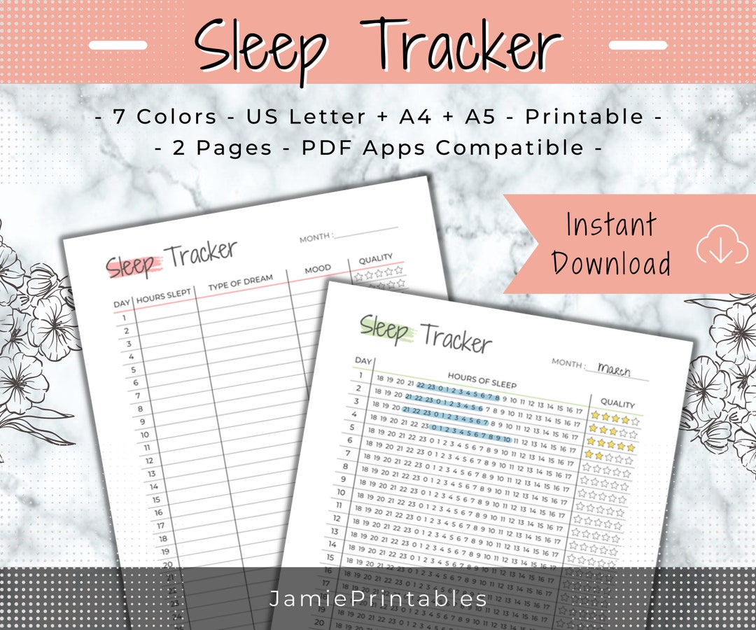 Sleep Tracker Printable Template, Sleep Journal Planner Inserts, Health ...
