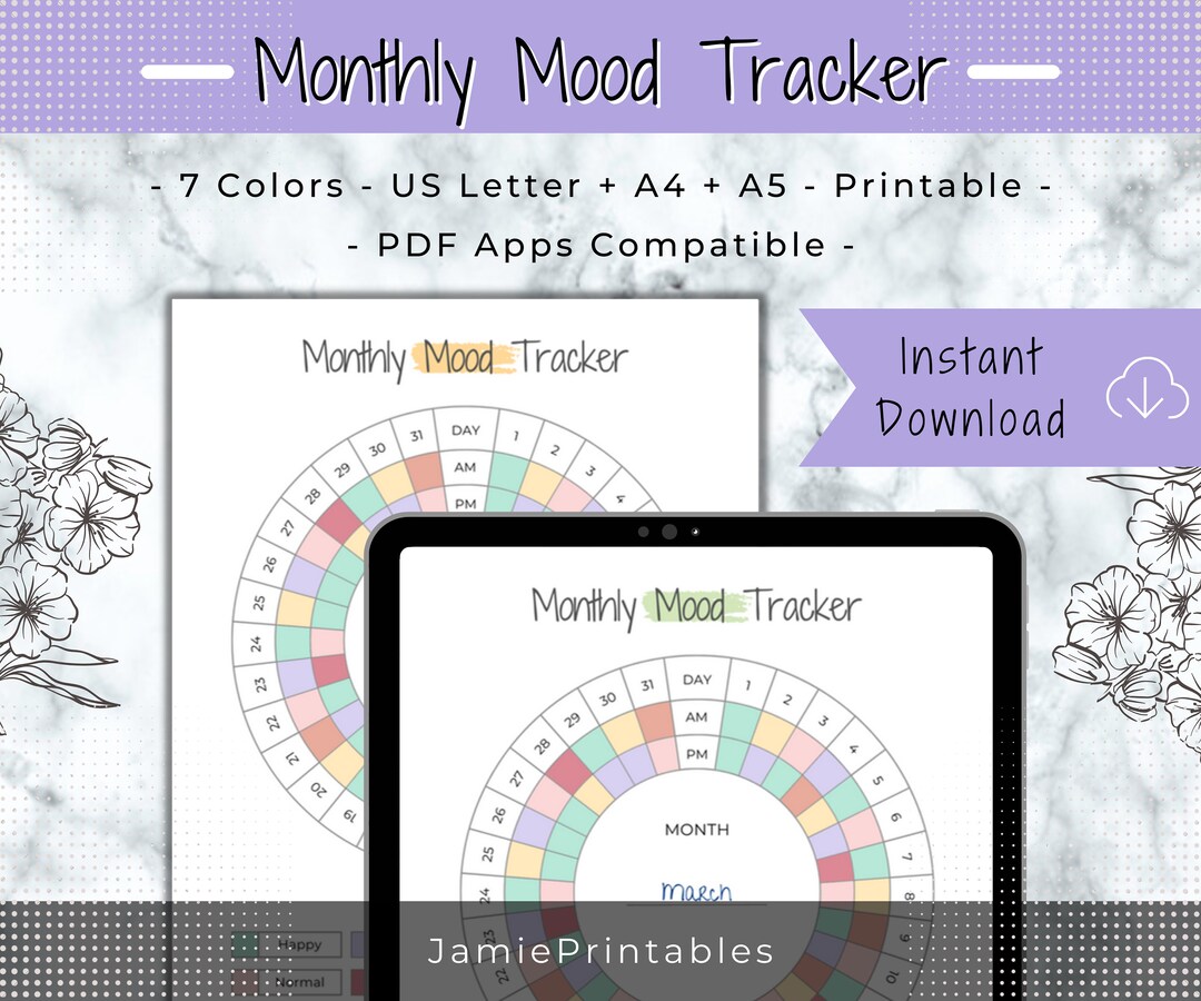 Monthly Mood Tracker Printable, Minimalist Planner Inserts, Monthly ...