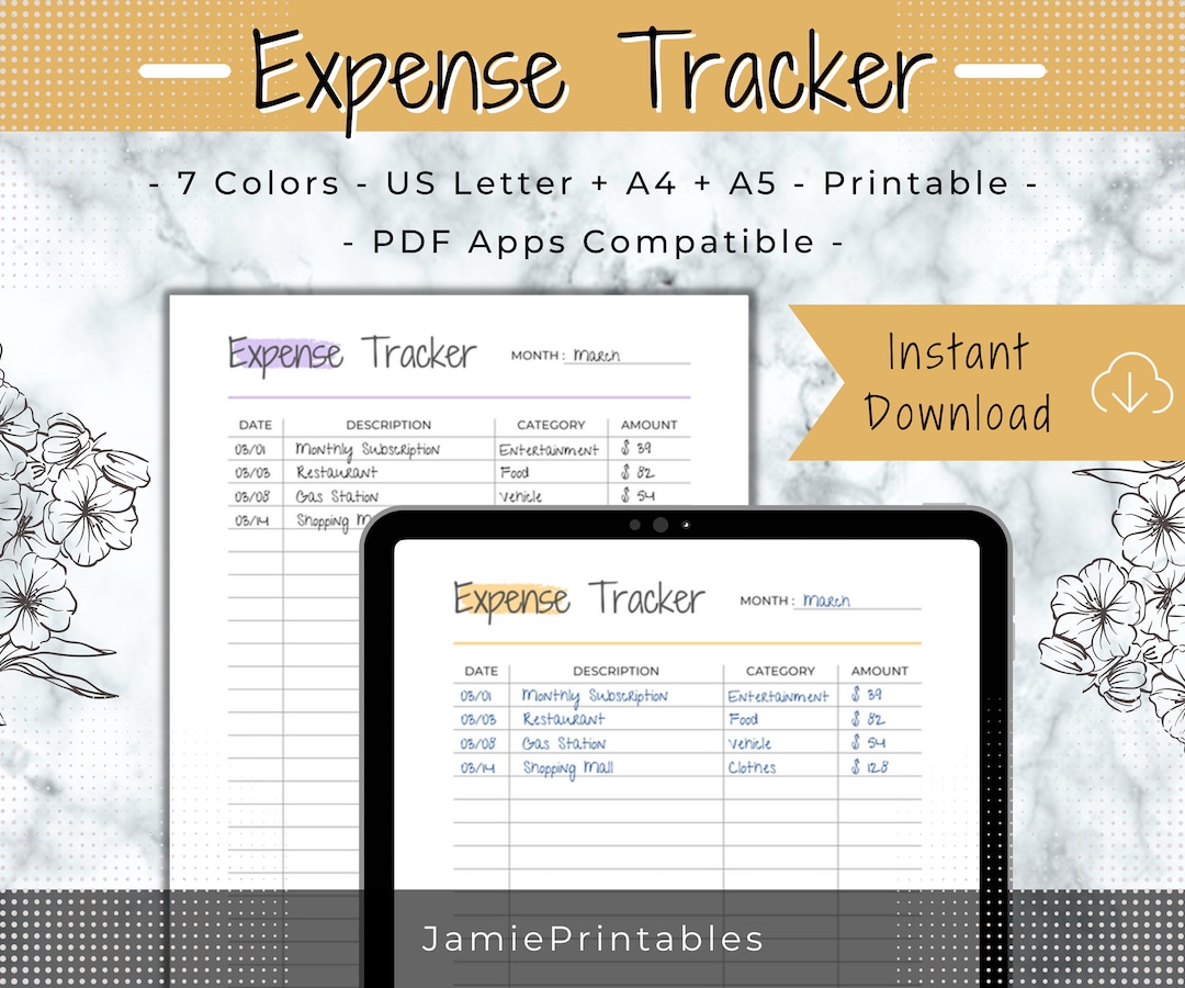 Expense Tracker Printable, Spending Tracker, Budget Template, Financial ...