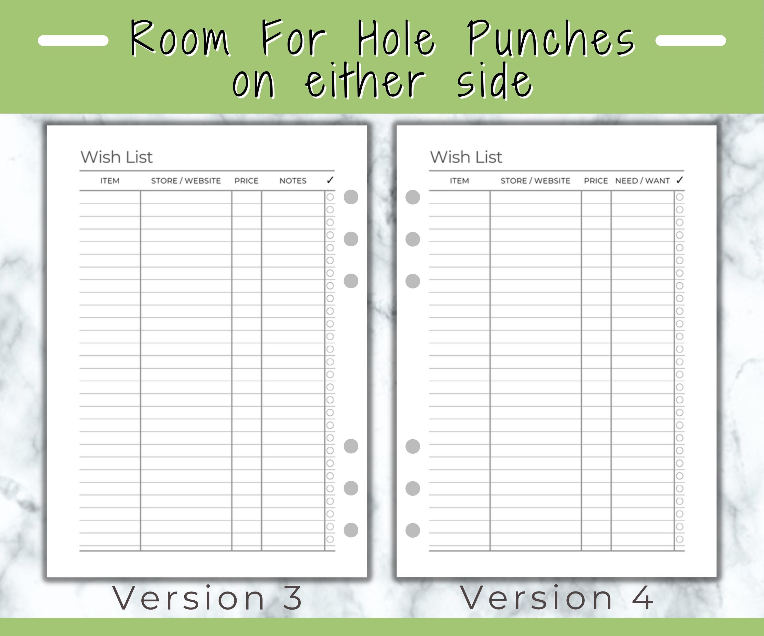 Wish List Printable Wish List Template, Shopping Wish List Tracker ...