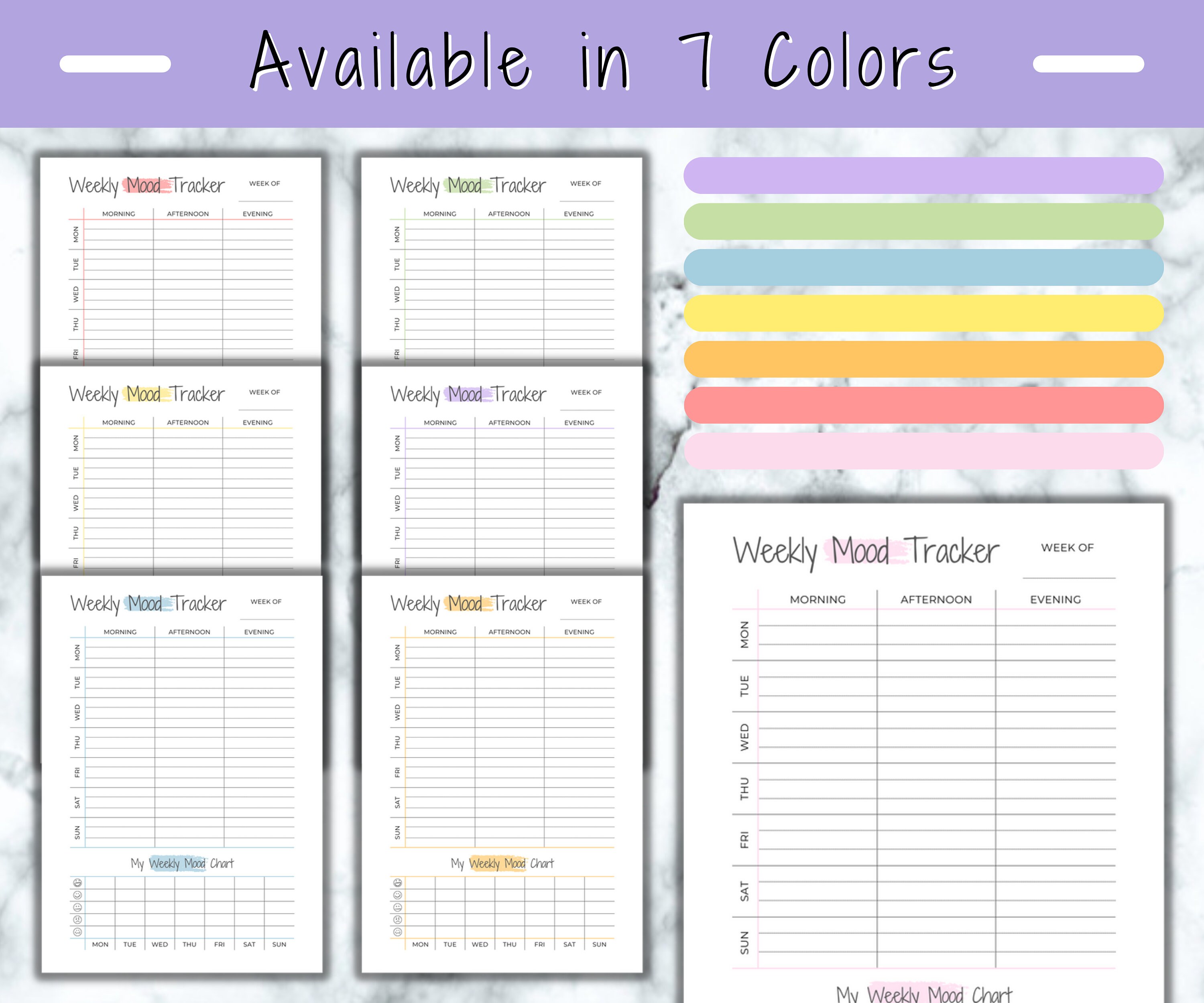 Weekly Mood Tracker Printable Minimalist Planner Inserts Mood - Etsy