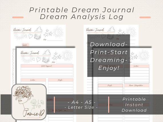 Dream Journal Printable Daily Dream Journal Templates Dream - Etsy