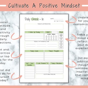Daily Check in Journal Printable Rainbow Template, Wellness Journal ...