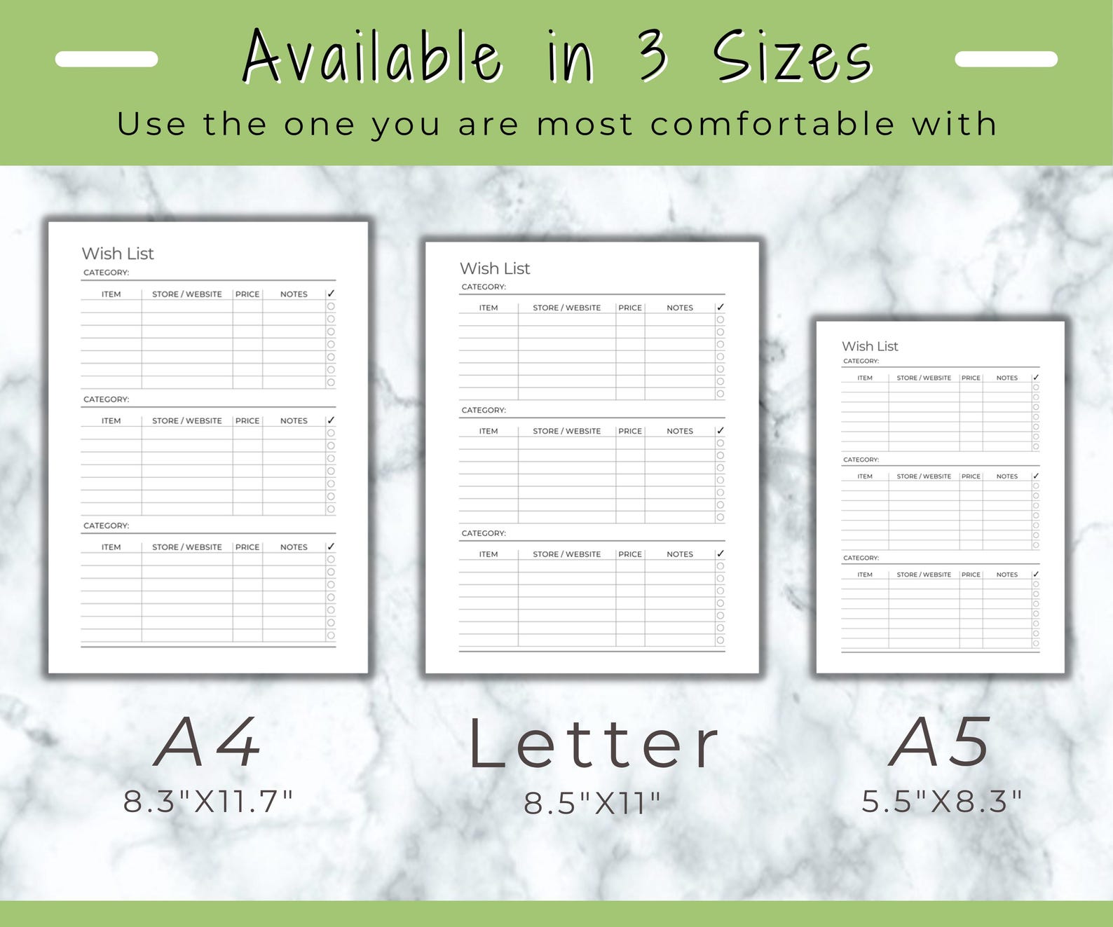Wish List Printable Wish List Template, Shopping Wish List Tracker ...