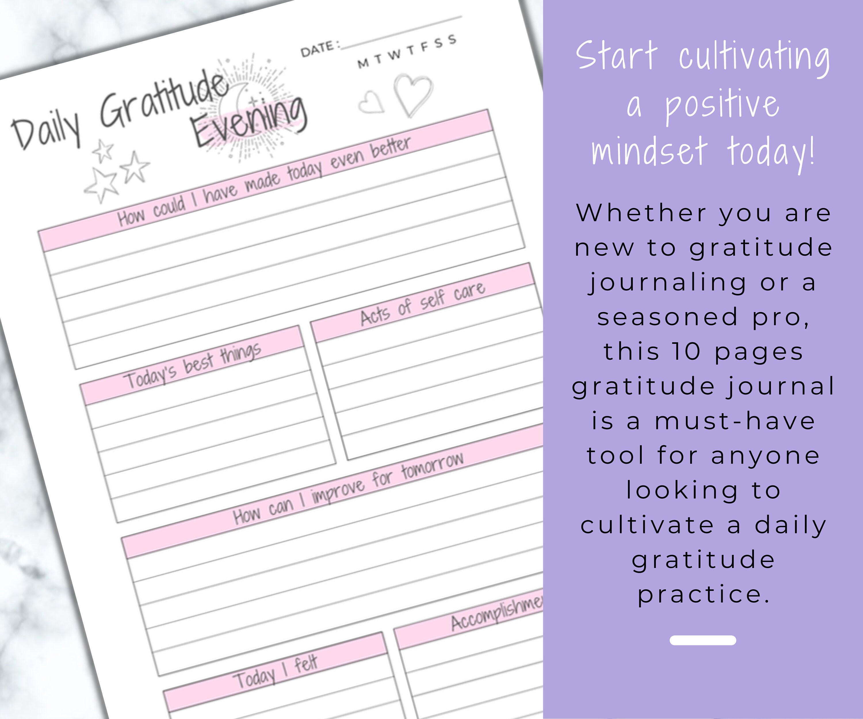 Gratitude Journal Printable Aesthetic Planner Gratitude Template, Self ...