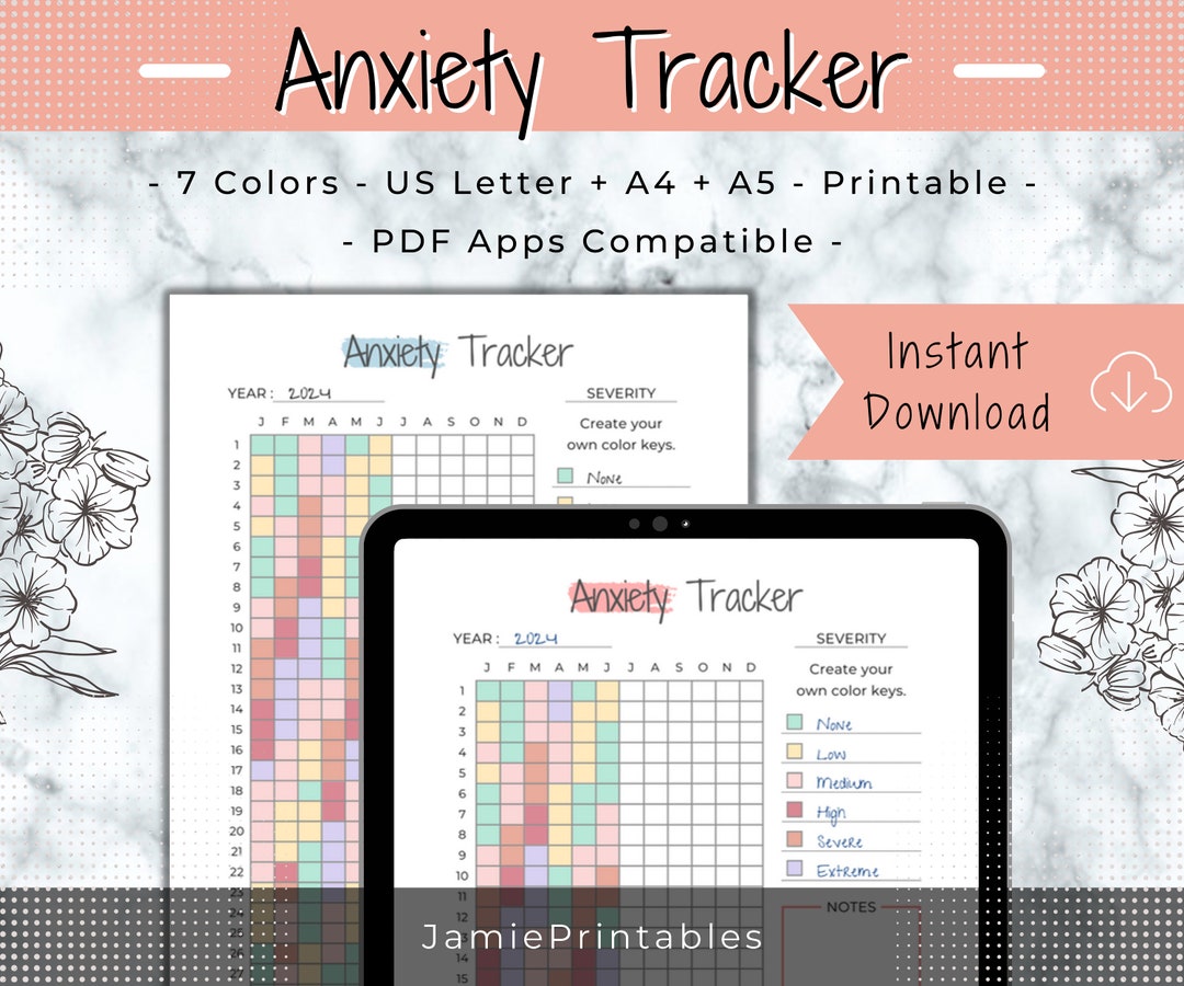 Anxiety Tracker Printable, Minimalist Planner Inserts, Anxiety Journal ...