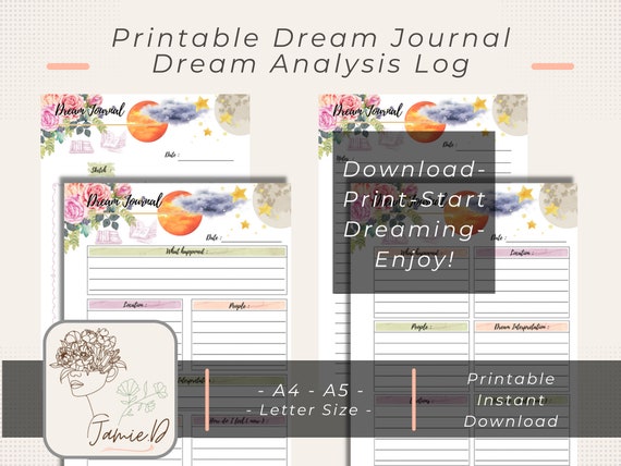 Dream Journal Printable Daily Dream Journal Templates Dream - Etsy
