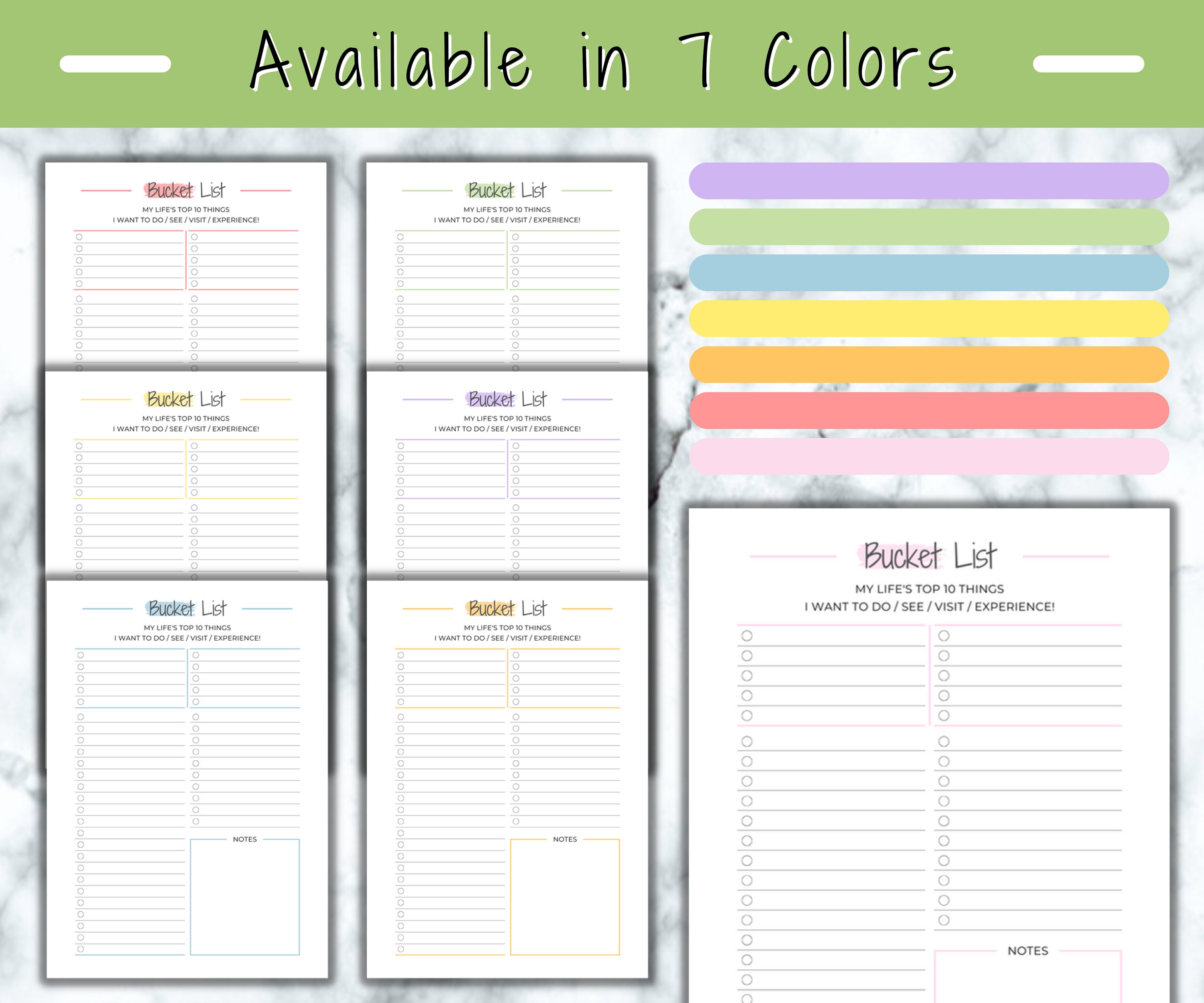 Bucket List Printable Minimalist Planner Inserts, Bucket List Planner ...