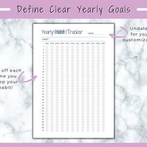 Yearly Habit Tracker, Minimalist Planner Inserts, Routine Tracker ...