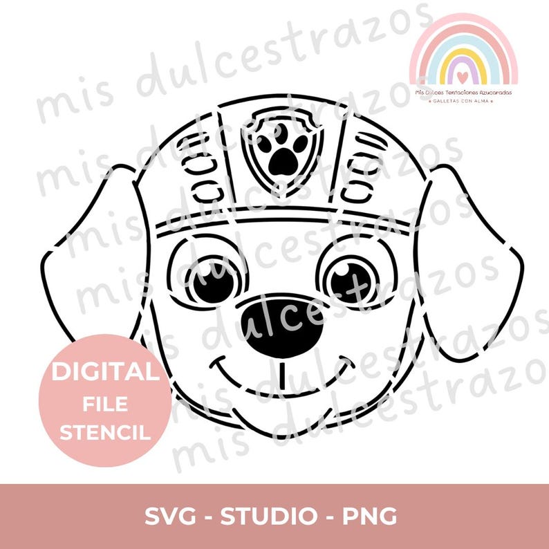 Digital Files Paw Patrol Zuma Cookie Stencil Pyo Head, Paw Patrol Zuma ...
