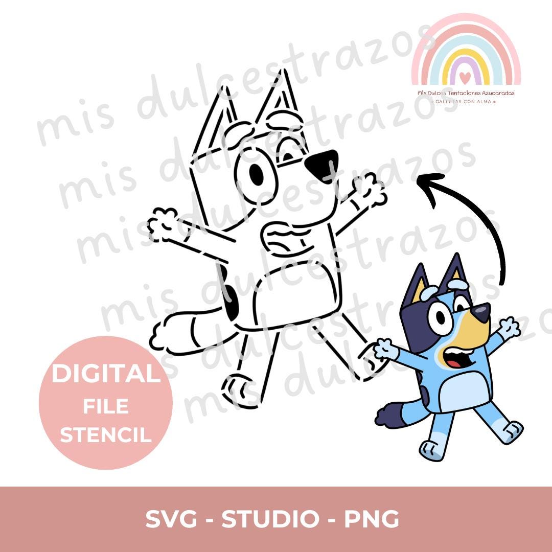 Bluey Model 2 Pyo Cookie Stencil Digital Files, Bluey File, Bluey Model ...