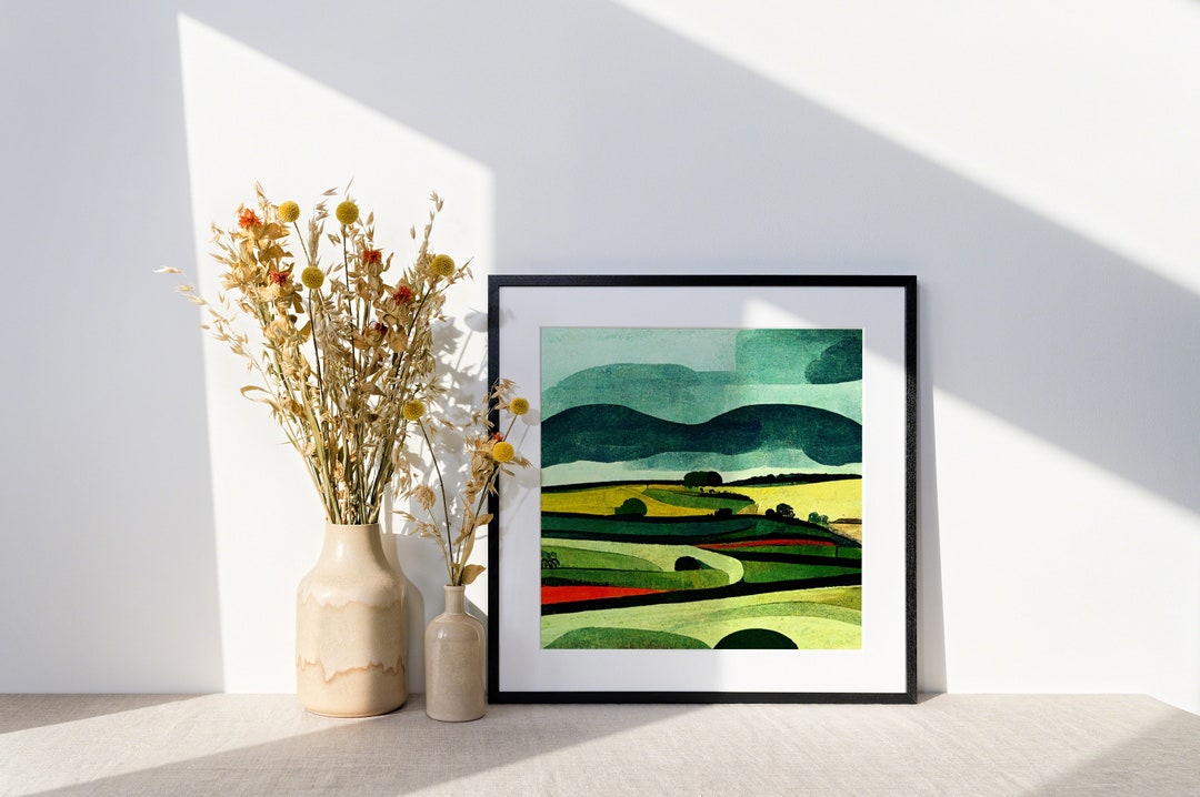 English Countryside Abstract Living Room Print | Original Art Prints ...