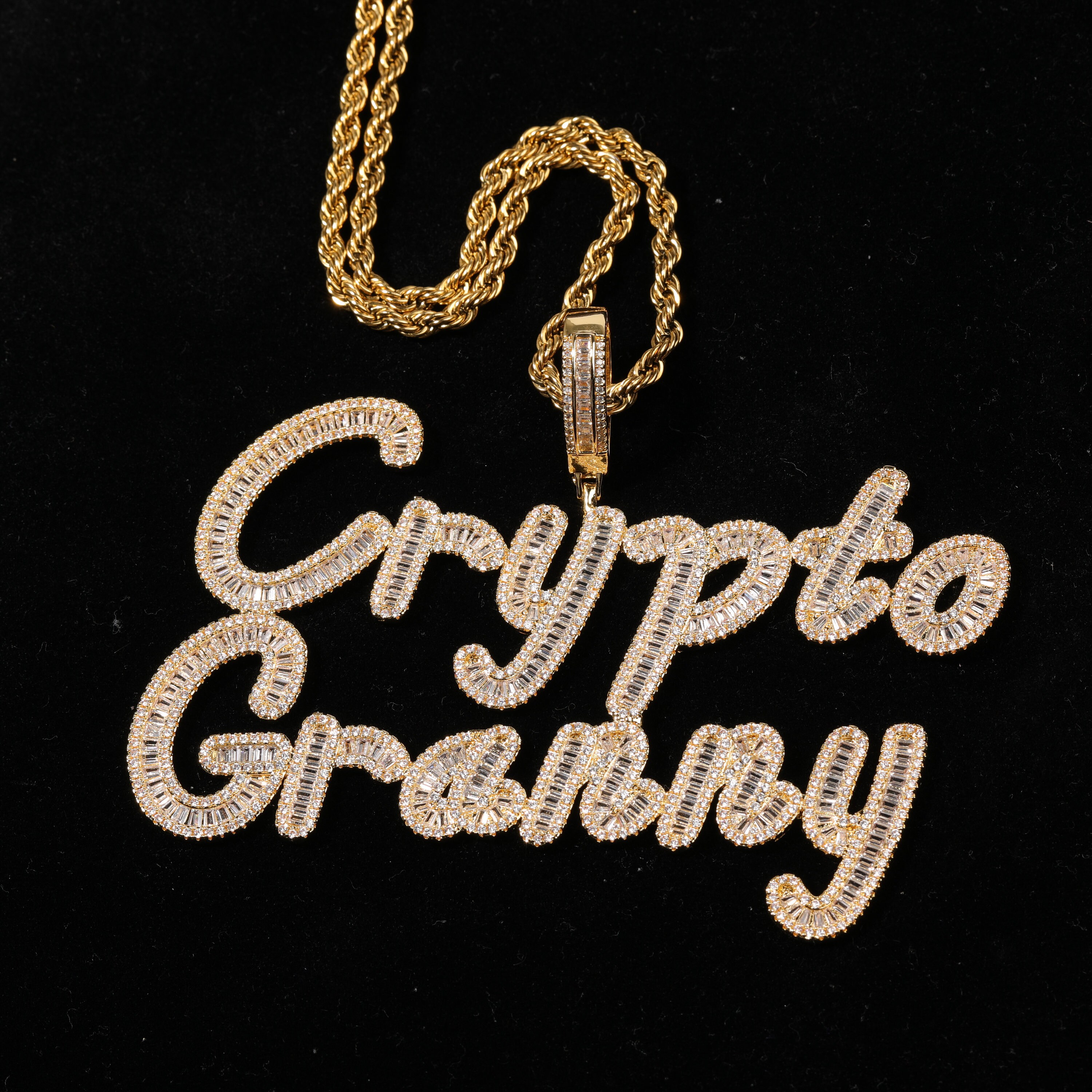 Custom Baguette Script Letter Necklace,custom Name Pendant With Rope ...