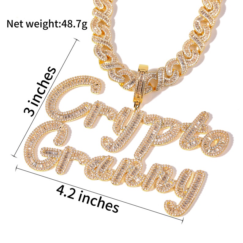 Custom Baguette Script Letter Necklace,custom Name Pendant With Rope ...