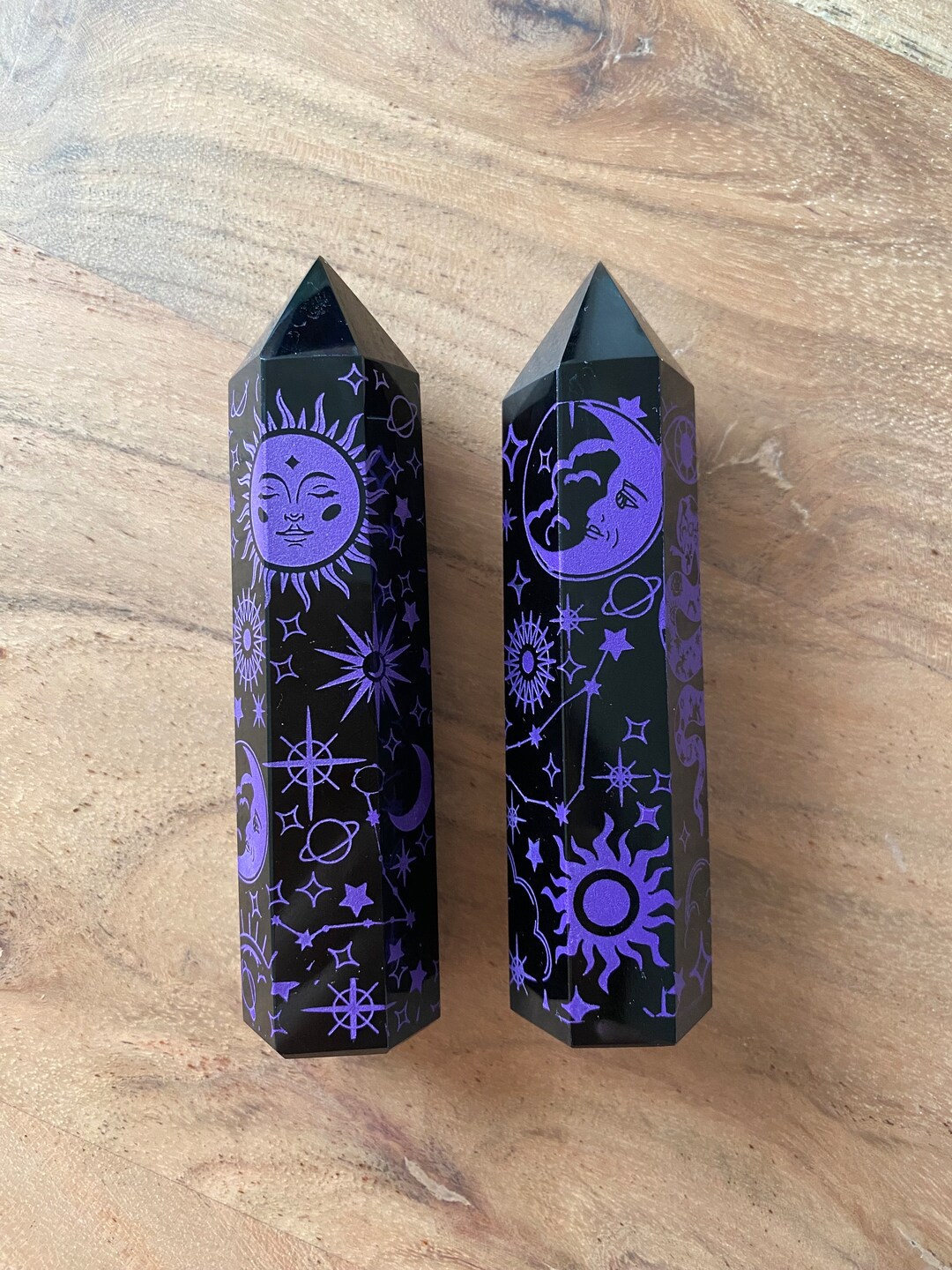 Black Obsidian Towers With Purple Engravings - Etsy