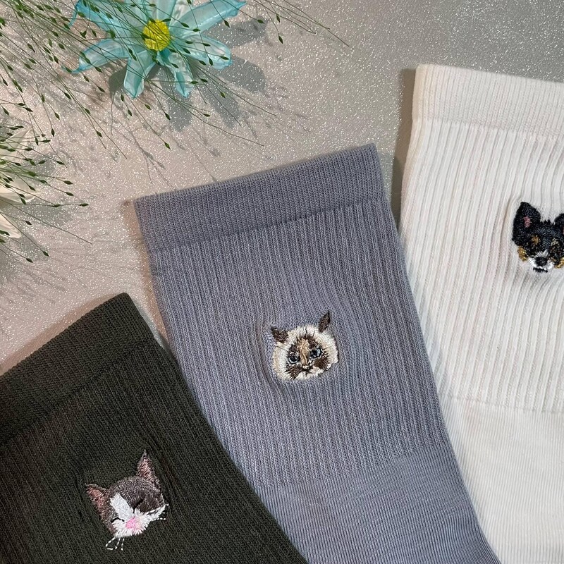 Embroidered Poodle Socks - Etsy