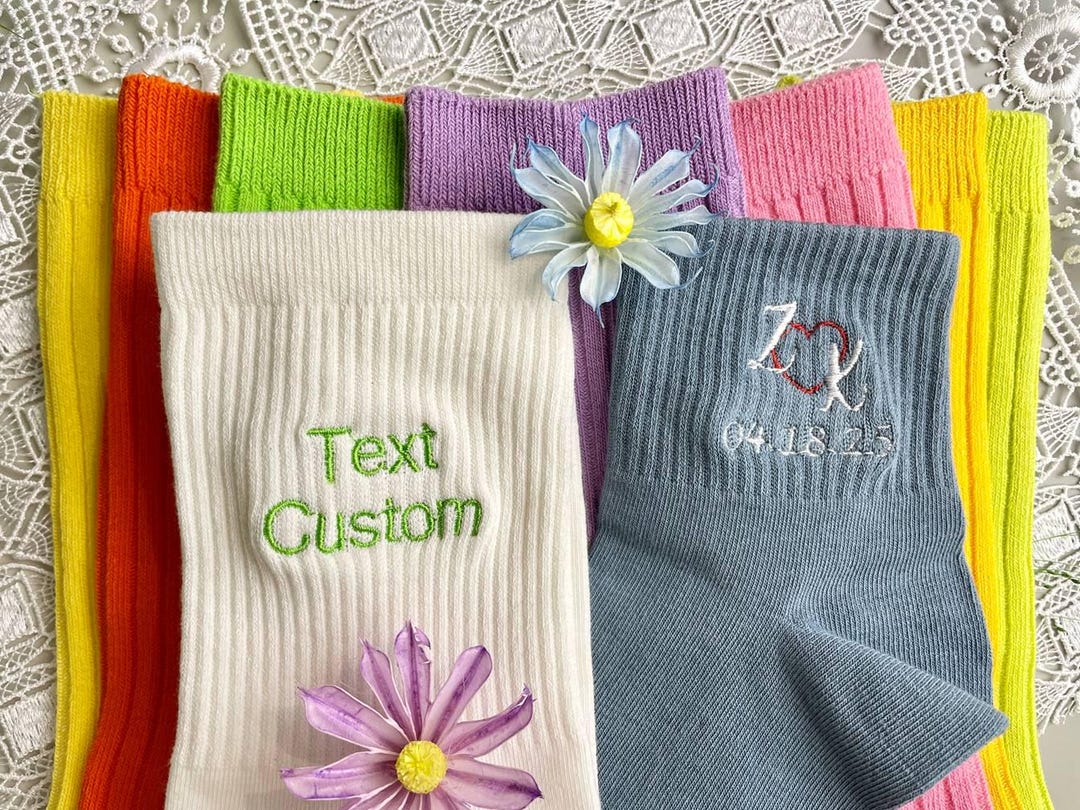 Custom Embroidered Socks - Personalized Text, Names & Date | Soft ...