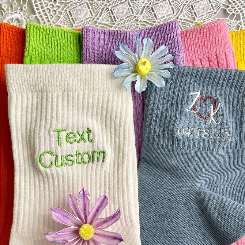 Embroidered Socks - Etsy