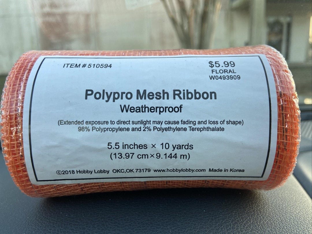 Polypro Mesh Ribbon- Orange 5.5” X 10 Yards - Etsy